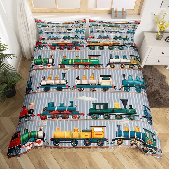 Matching Sets | Kids Train Duvet Cover Twin Size For Boys Girls ...